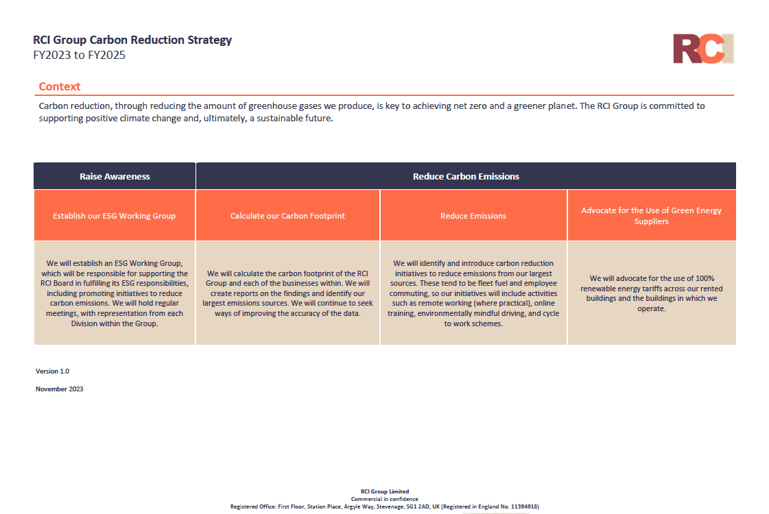 Carbon reduction strategy - RCI2